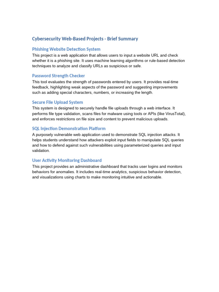 Cybersecurity Project Summary | PDF