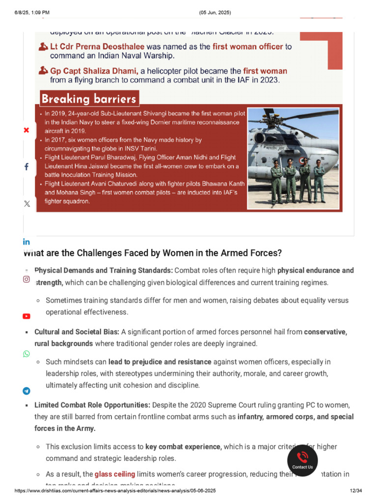 Challenges for Women in Armed Forces | PDF | Leadership | Military