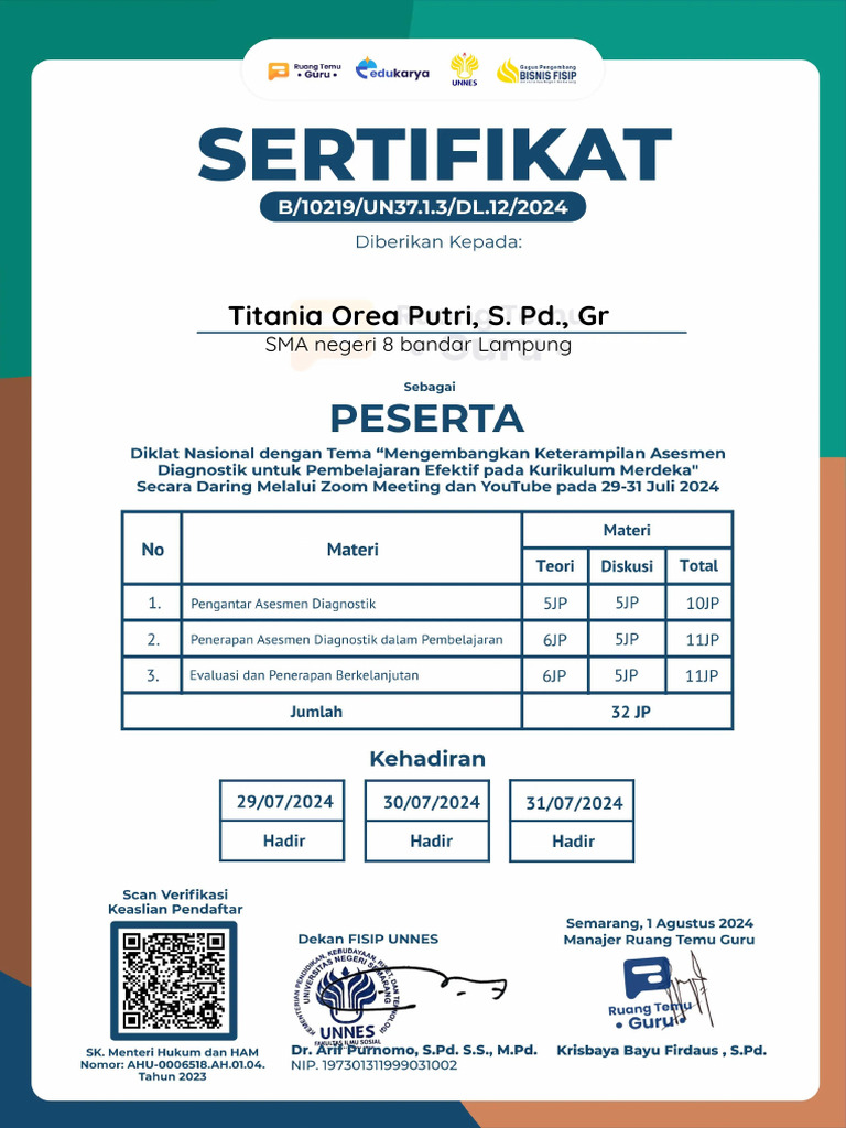 Sertifikat 2 Titania Orea | PDF