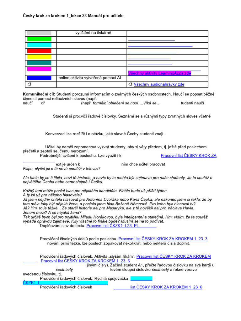 Ucitele Cesky Krok Za Krokem 1 23 Online-1 | PDF