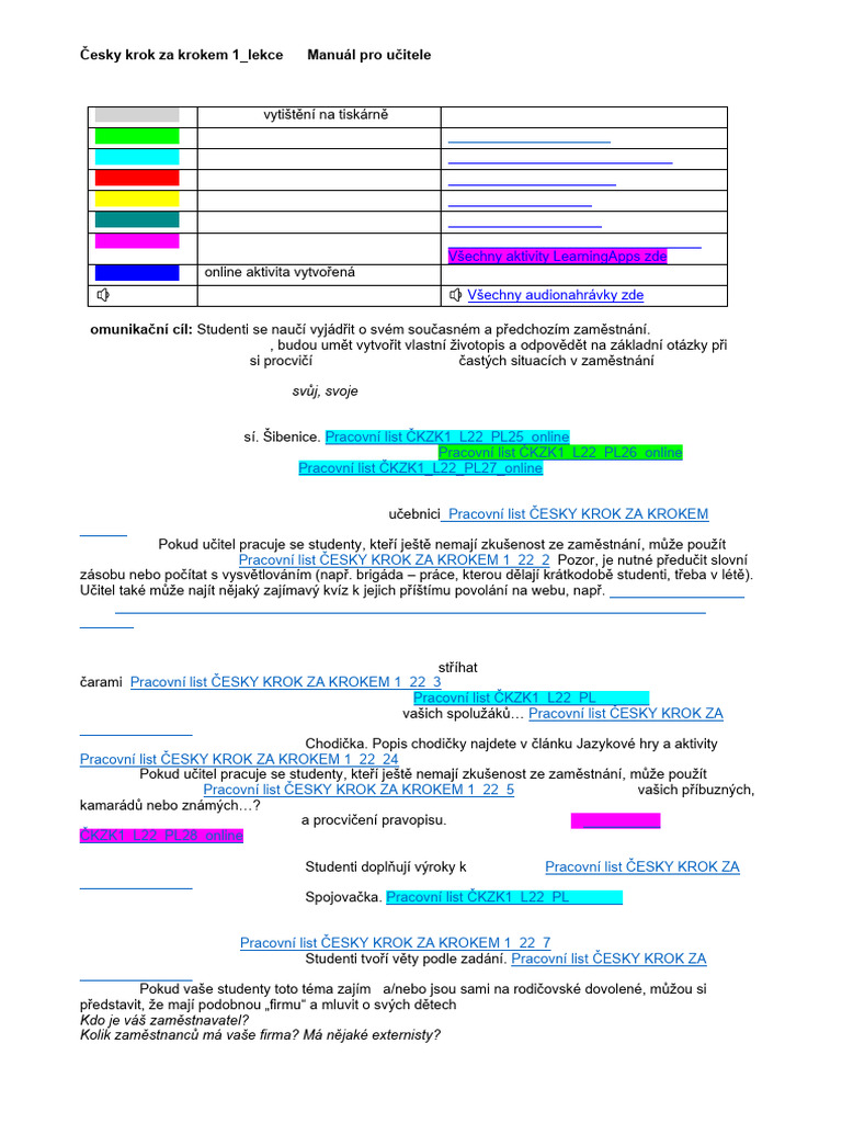 Ucitele Cesky Krok Za Krokem 1 22 Online | PDF