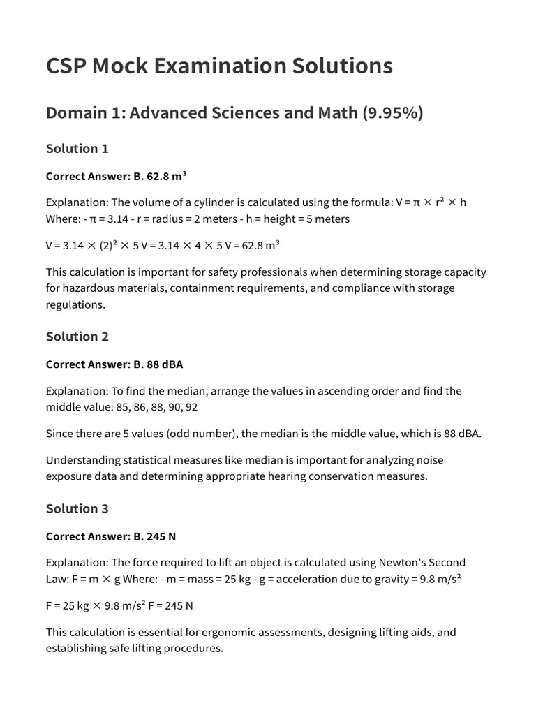 CSP Mock Examination Solutions Hihglited | PDF | Risk | Fires