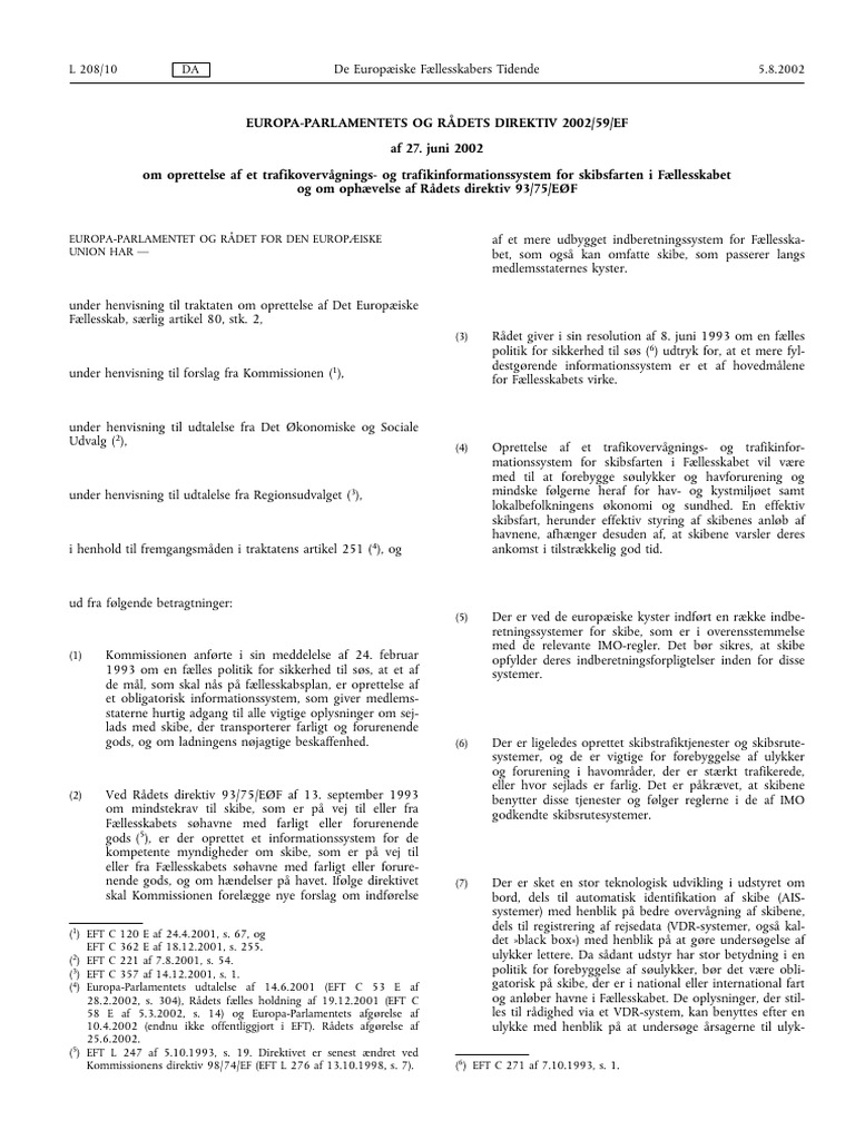 Directive 2002 - 59 - EC - Da | PDF