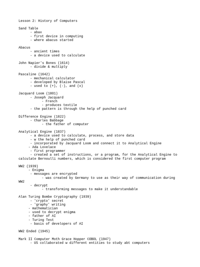 Lesson 2 History of Computers | PDF