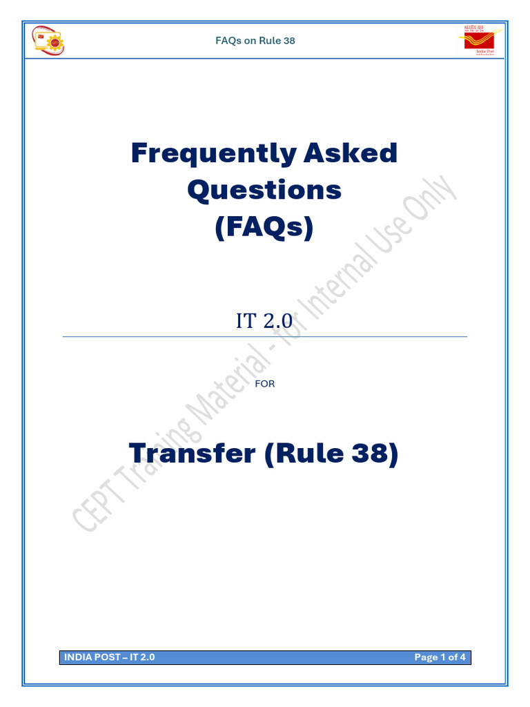 FAQs - Transfers (Rule 38) - Version 1.0 DTD 28.03.2025 | PDF | Computing