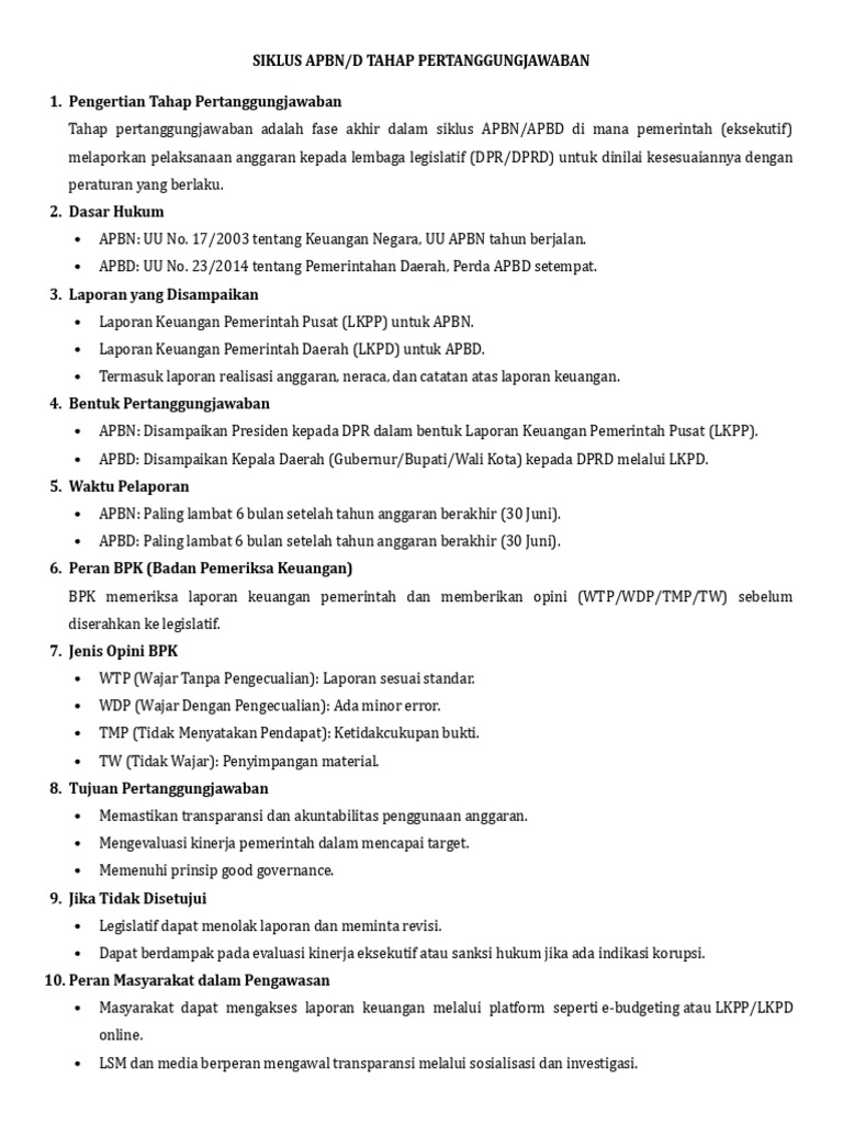 Tahap Pertanggungjawaban APBN/APBD | PDF