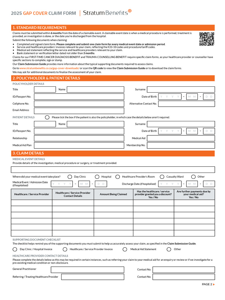 2025 - Gap Cover Claim Form | PDF | Insurance | Underwriting