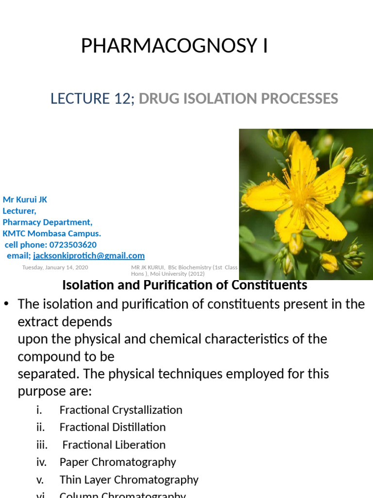 Pharmacognosy - Lecture 12 | PDF | Thin Layer Chromatography | Proton ...
