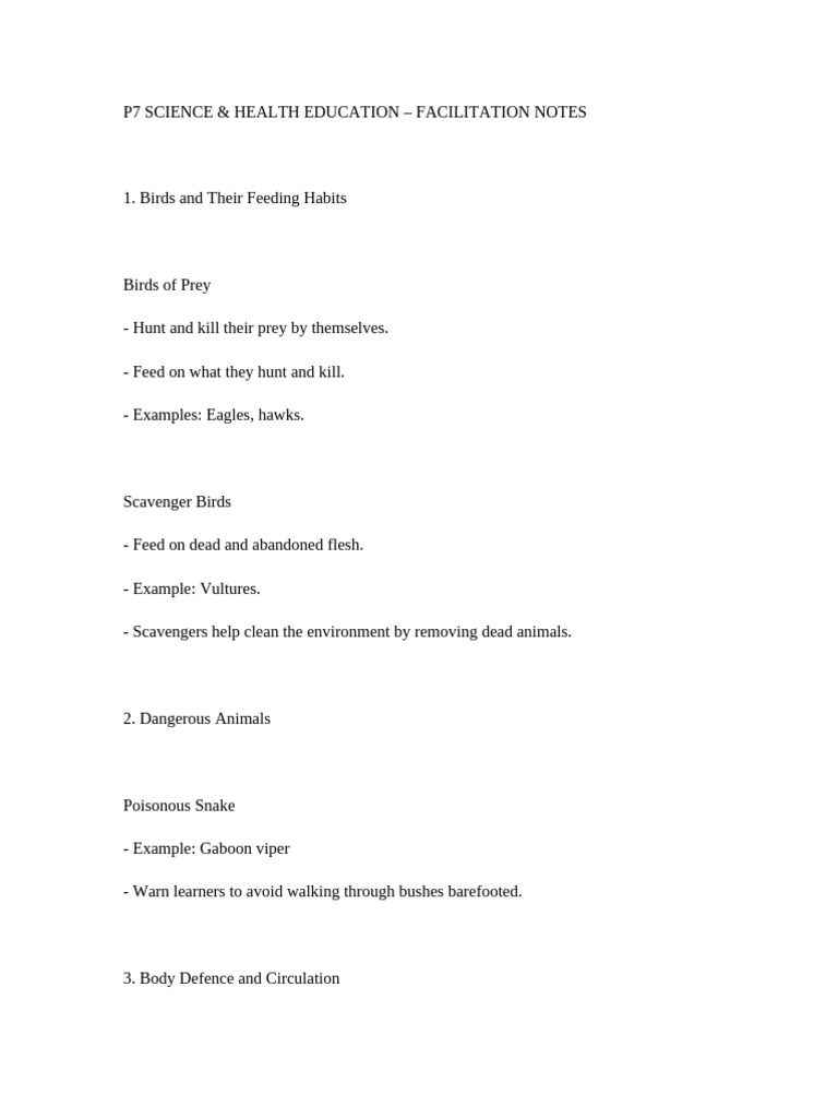 P7 Science Facilitation Notes | PDF | Blood | Circulatory System