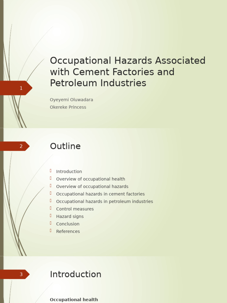 Occupational Hazards Associated With Cement Factories and Petroleum ...