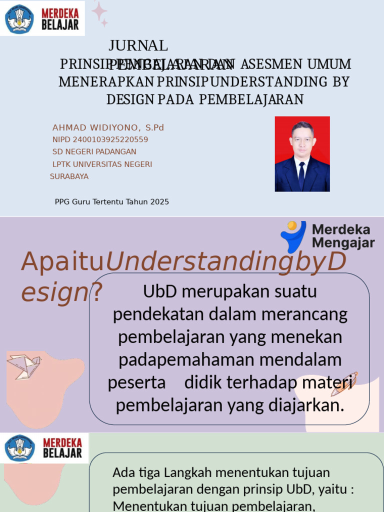 Jurnal Modul 1 - Prinsip Pengajaran Dan Asesmen Umum Menerapkan Prinsip Understand Ing by Design ...
