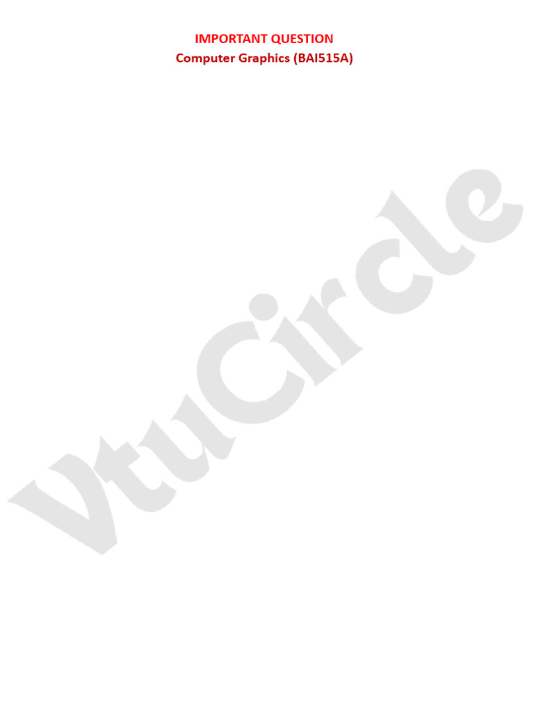 BAI515A Important Question | PDF | Computer Graphics | Graphics