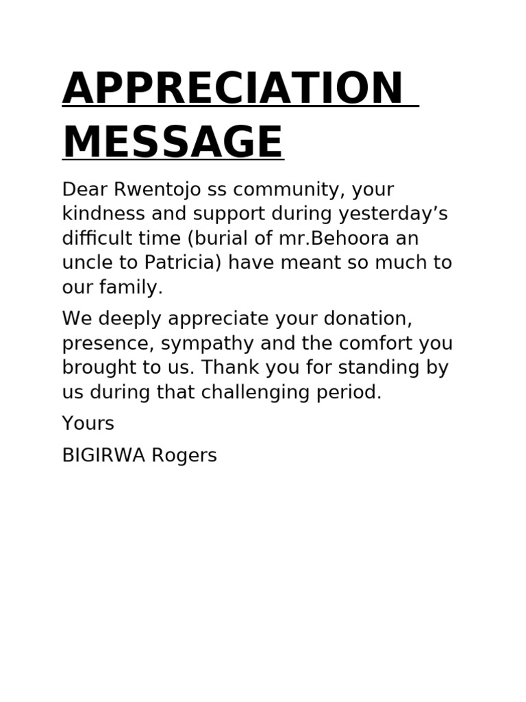 Appreciation Message | PDF
