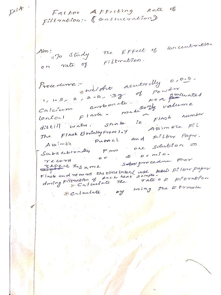 Factors Affecting Rate of Filtration (Concentration) Minor | PDF