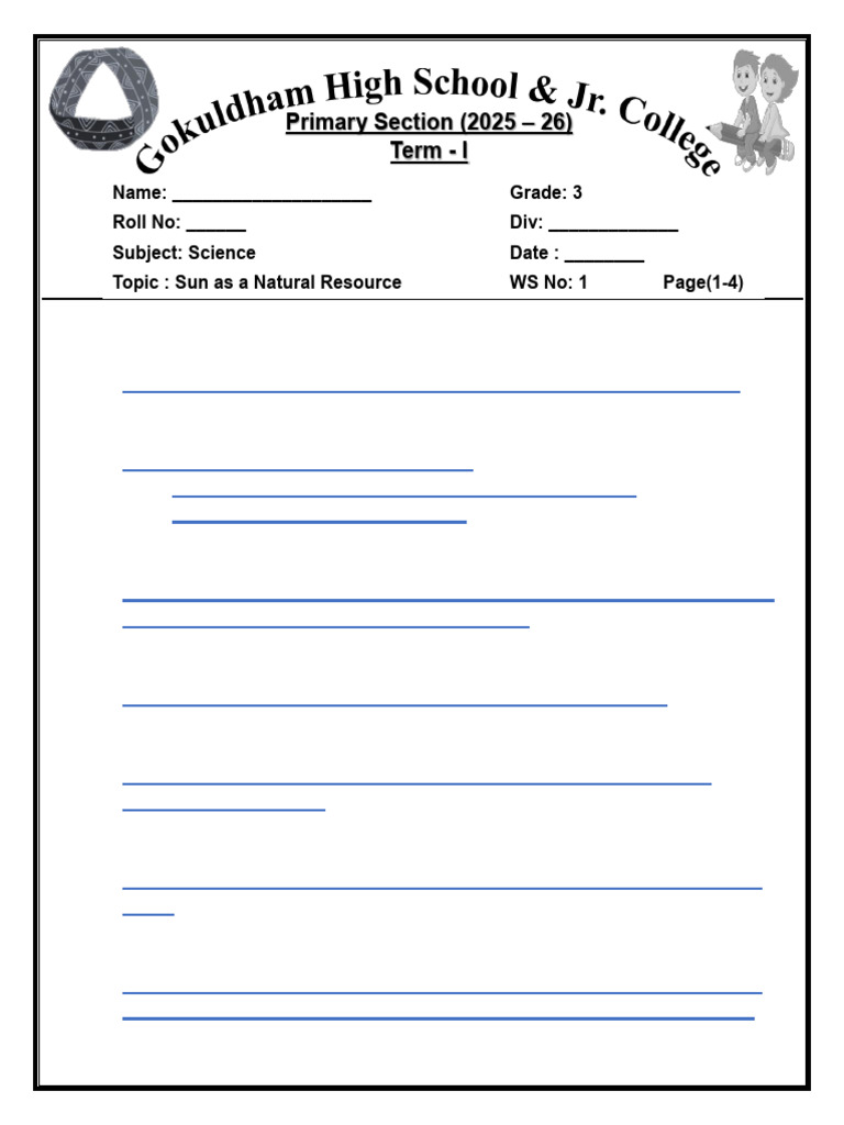 Sun as a Natural Resource for Class 3 | PDF | Solar Energy | Energy ...