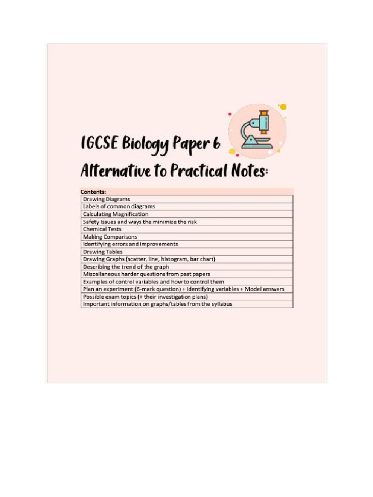 Igcse Bio-P6 Notes | PDF