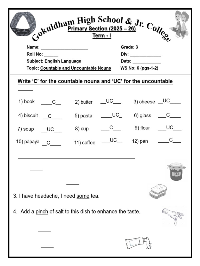 6 Ws - Countable Uncountable Nouns - Ans | PDF