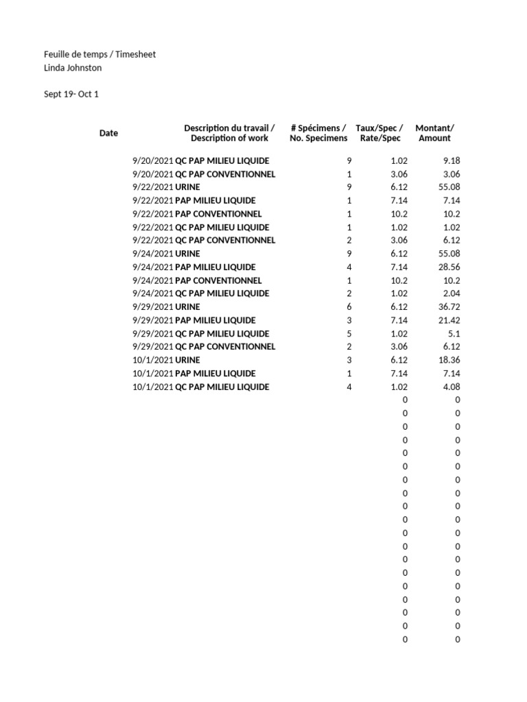 Time Sheet Sept 19 - Oct 1 | PDF