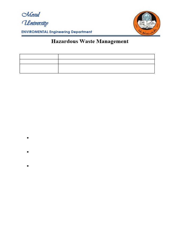 Hazardous Waste Management Course Overview | PDF | Waste ...