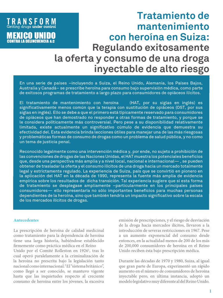 Tratamiento de Mantenimiento Con Heroina en Suiza | PDF | Heroína | Drogas