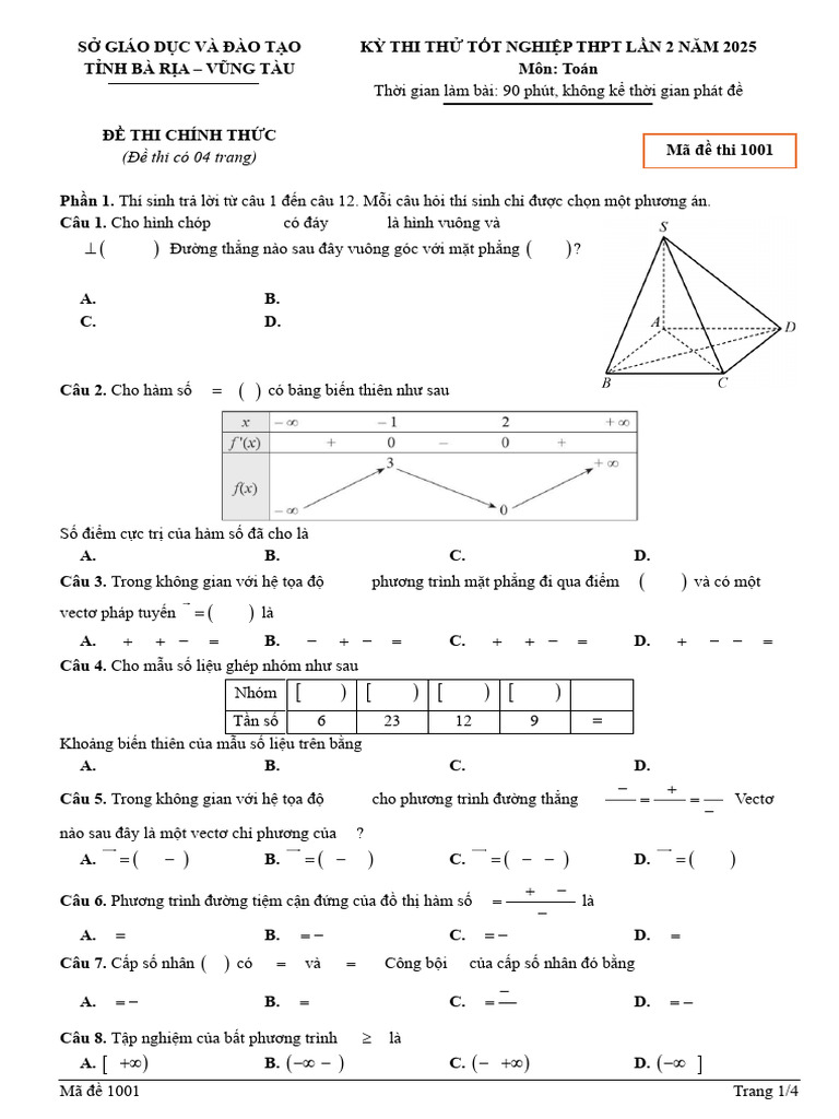 De Thi Thu TN THPT 2025 Mon Toan Lan 2 So GDDT Ba Ria Vung Tau Trang | PDF