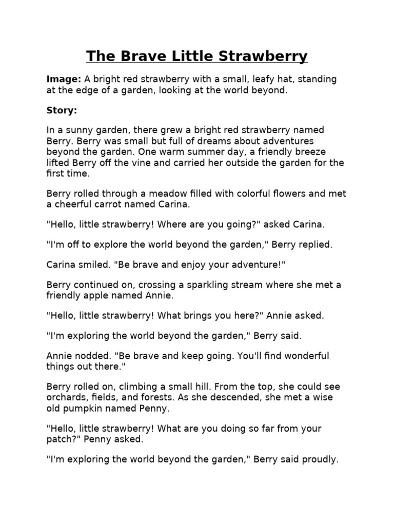 The Brave Little Strawberry - Holiday Homework | PDF