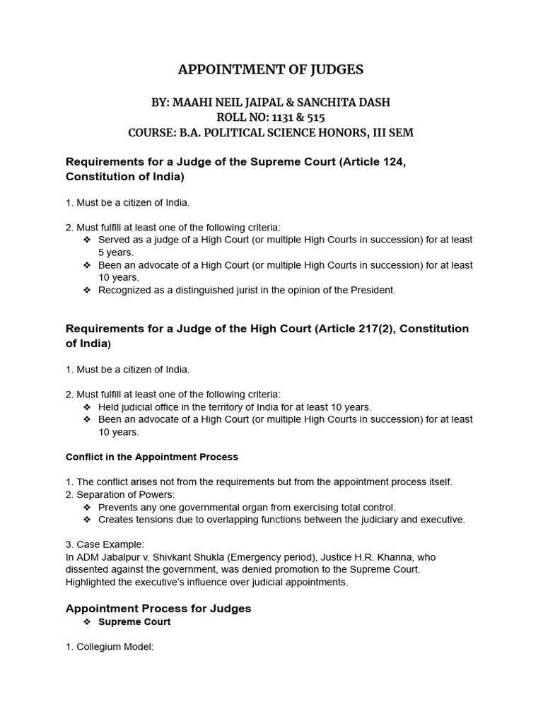 Judicial Independence in Judge Appointments | PDF | Supreme Court Of ...