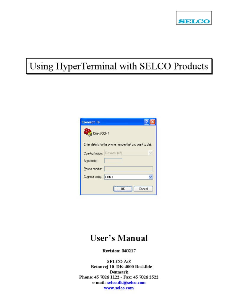 Using HyperTerminal with SELCO Products | PDF | Microsoft Windows | Button (Computing)