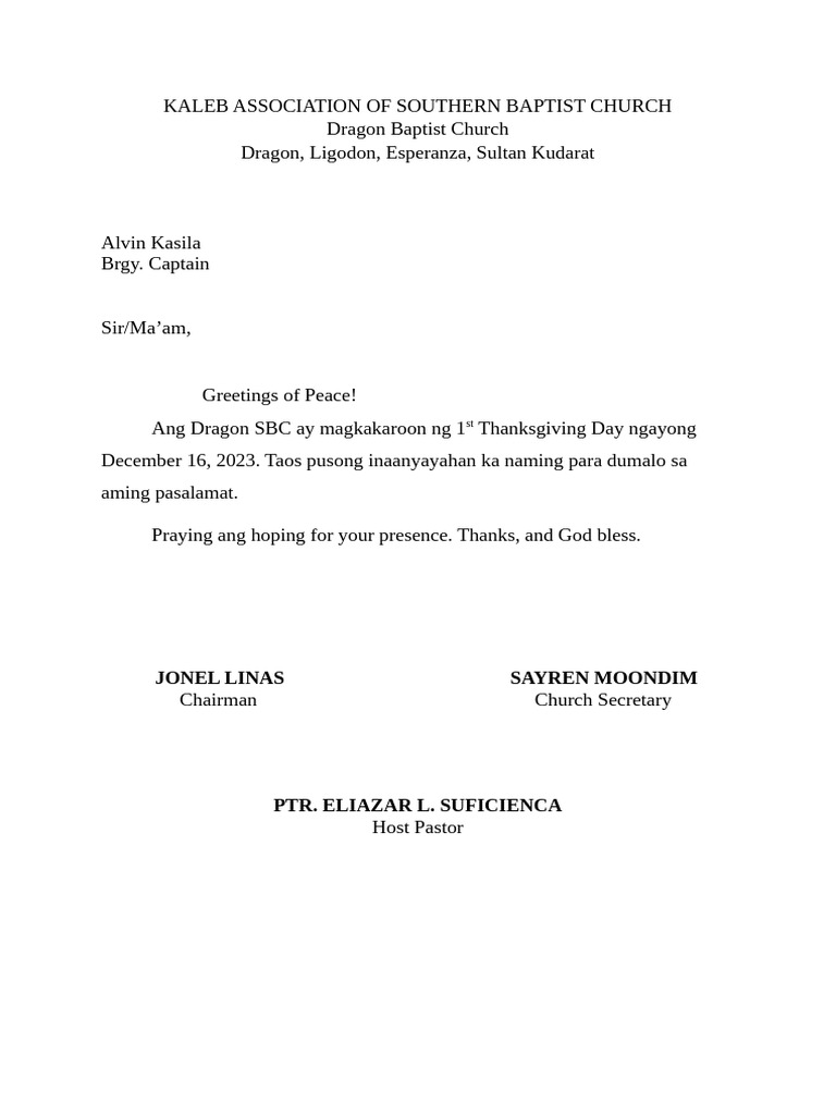 Thanksgiving Inv. Letter | PDF