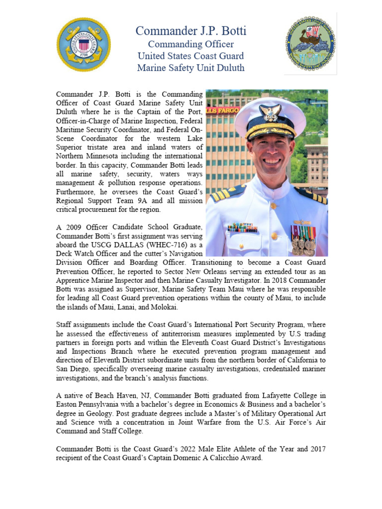 Commander J.P. Botti: Coast Guard Leader | PDF | United States Coast ...