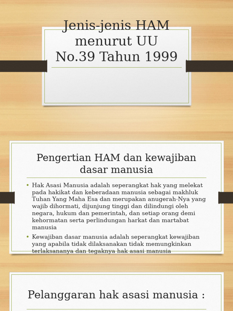 Jenis Jenis Ham Menurut Uu No 39 THN 1999 | PDF