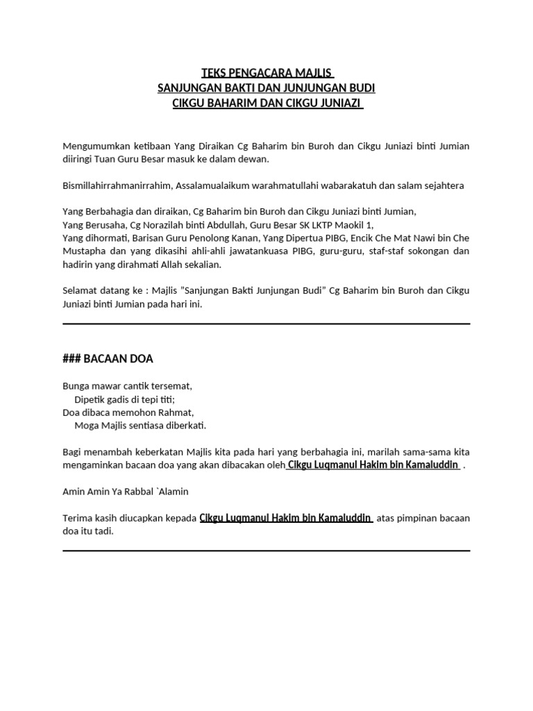 TEKS PENGACARA MAJLIS PERSARAAN GURU BESAR | PDF