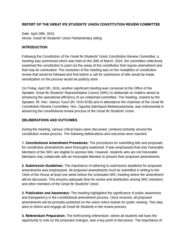 Constitution Review Committee Report | PDF | Group Decision Making ...