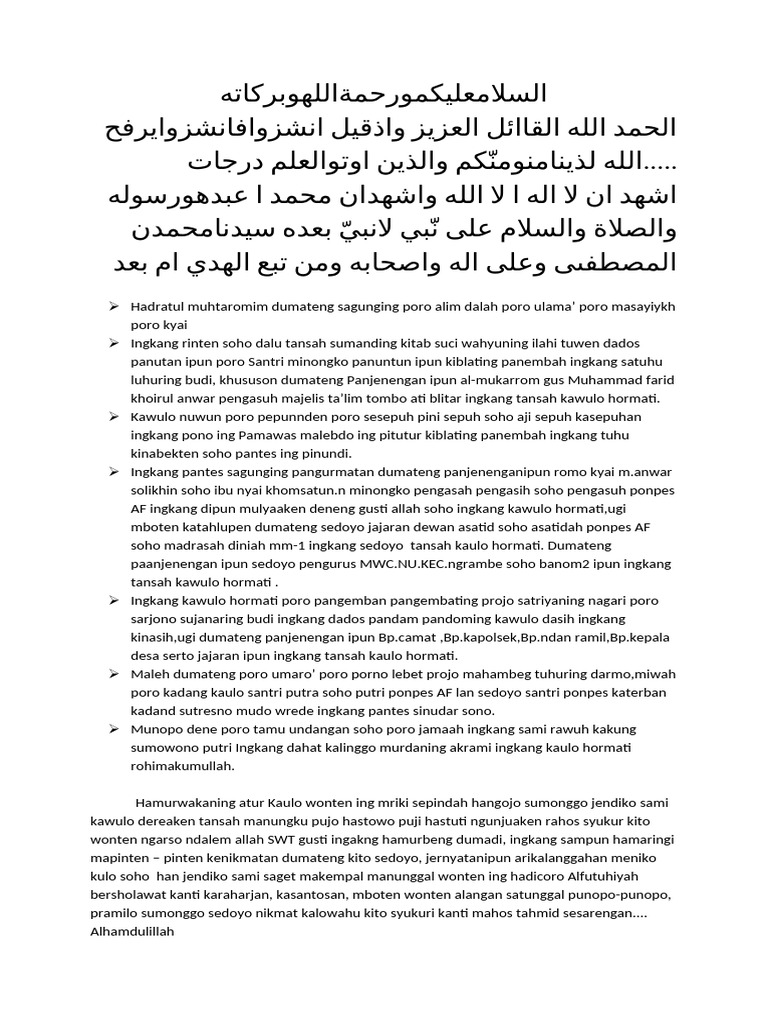 Contoh MC Dalam Pengajian | PDF