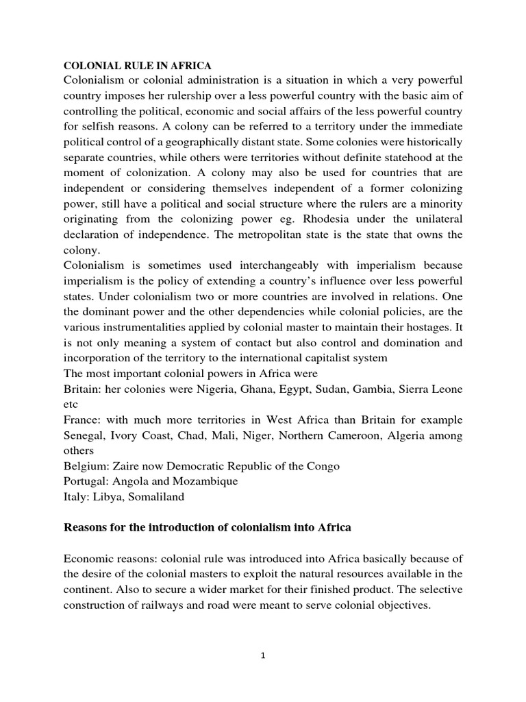 Lecture Three Colonial Rule in Africa | PDF | Africa | Colonialism