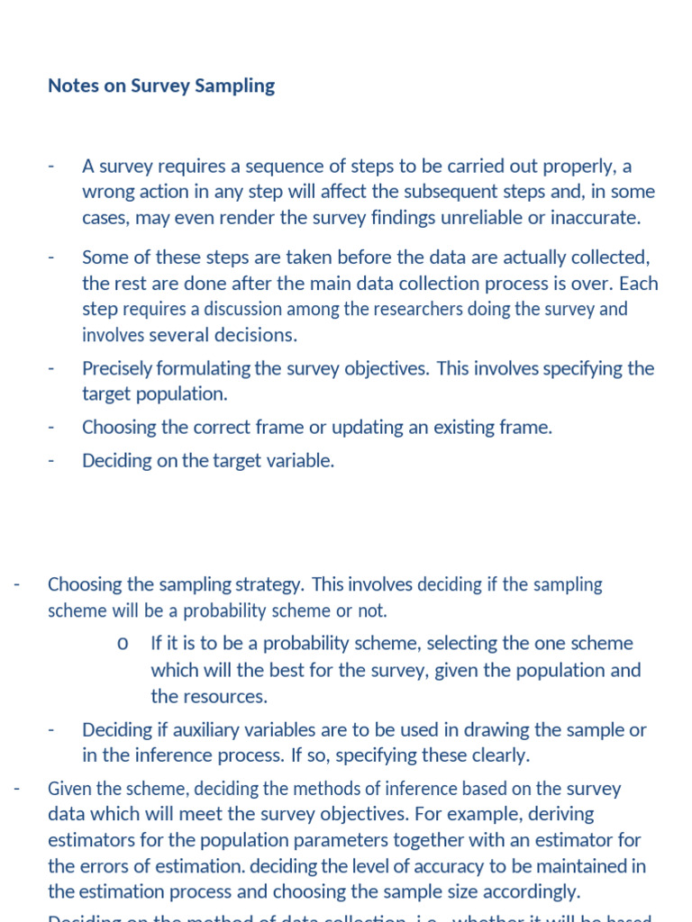 Sample Survey - Basics - Notes | PDF | Survey Methodology | Sampling ...