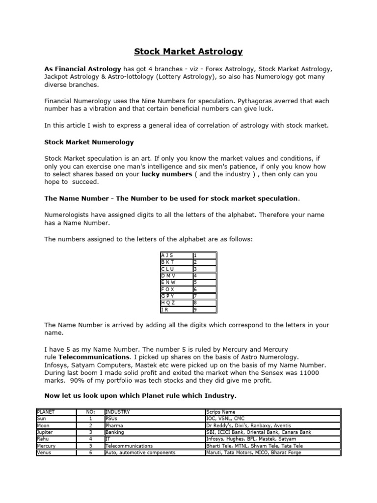 Stock Market Astrology | PDF | Planets In Astrology | Astronomy