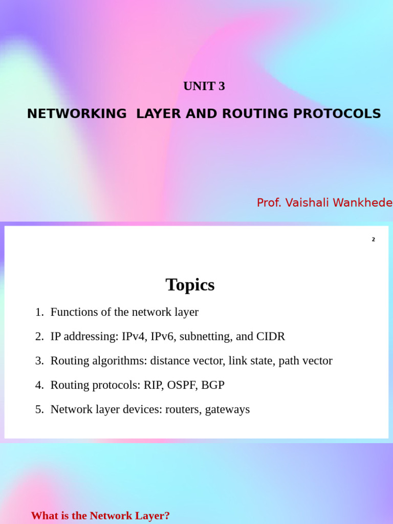 Unit 3 Network Layer and Routing Protocols | PDF | Routing | I Pv6