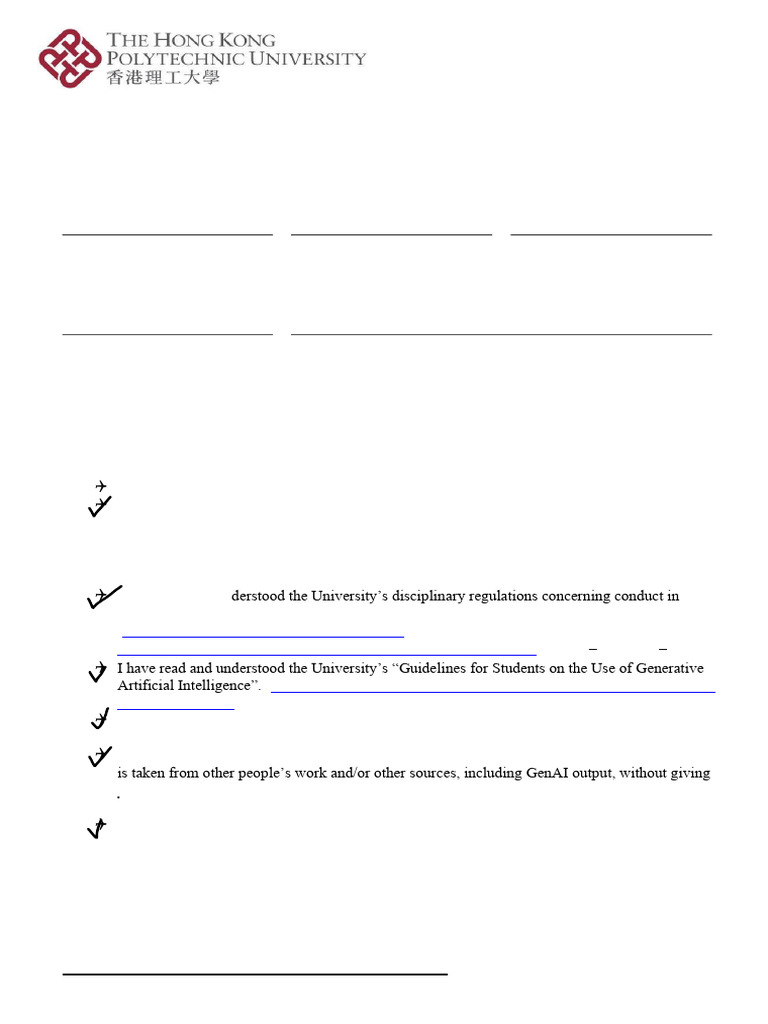 PolyU GenAI Honour Declaration Form | PDF