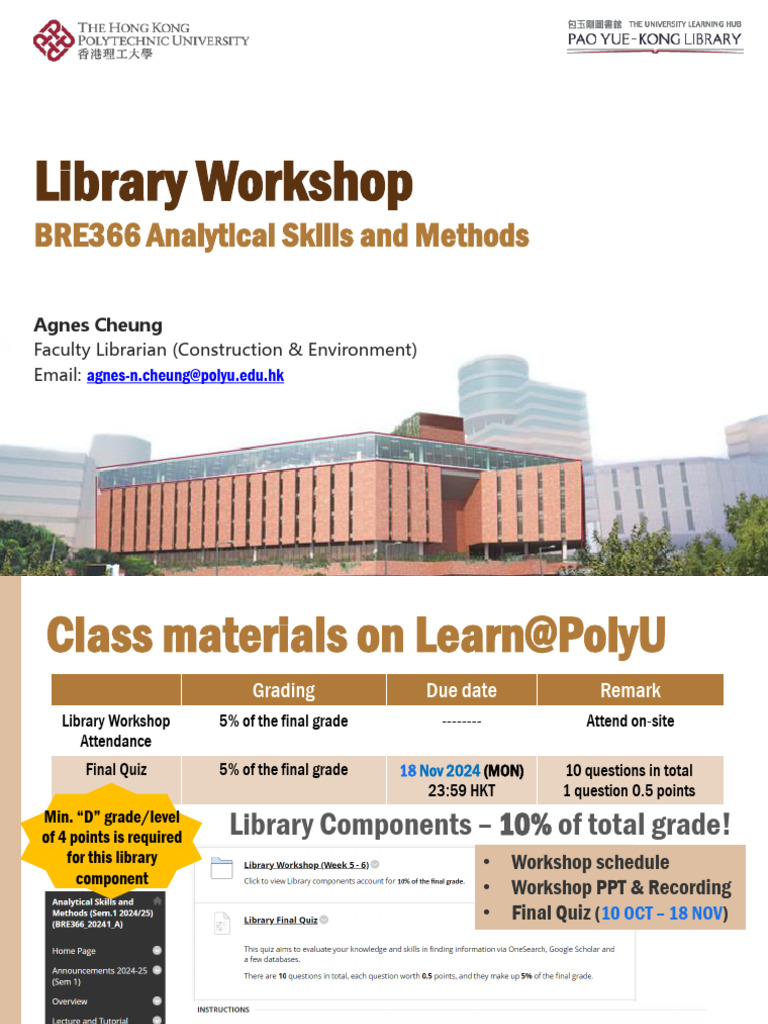BRE366 Library Workshop Overview | PDF | Plagiarism | Libraries