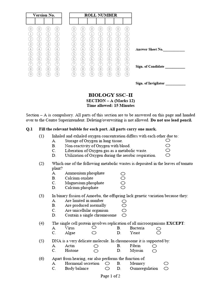 Class 10 Biology Model Paper 1 | PDF | Cell (Biology) | Flowers
