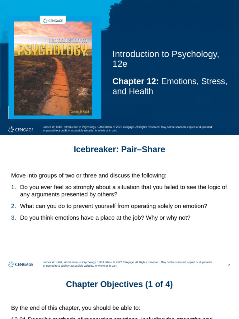 Kalat IntroPsychology 12e PPT CH12 GOLD | PDF | Stress (Biology) | Emotions