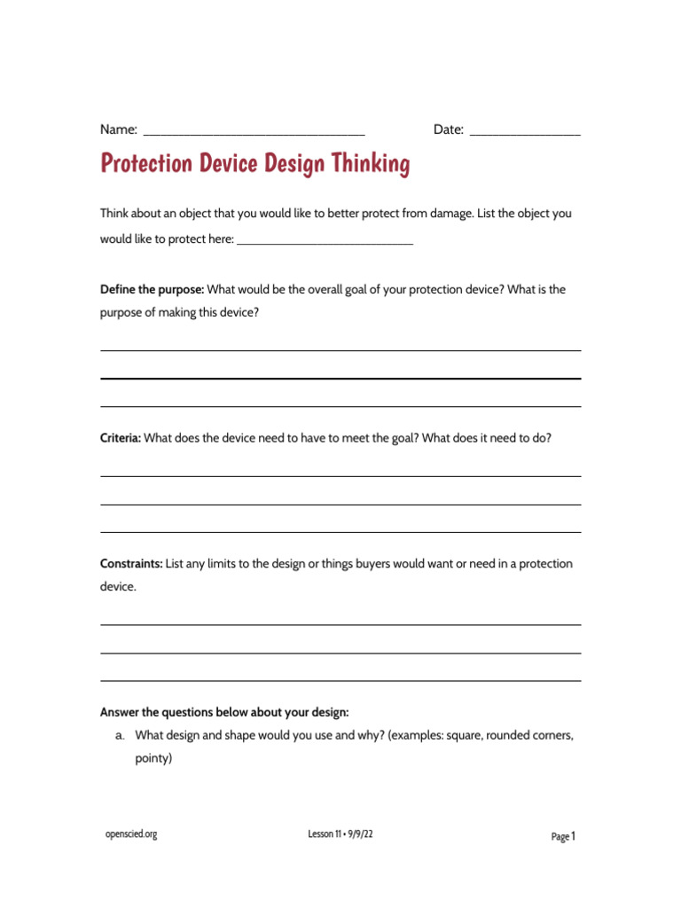 8.1 Lesson 11 Handout Protection Device Design | PDF