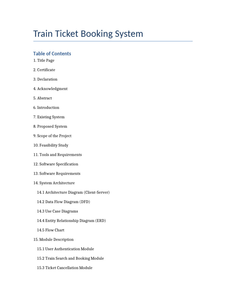Train - Ticket - Booking - System - TOC DSHSNB Aar | PDF