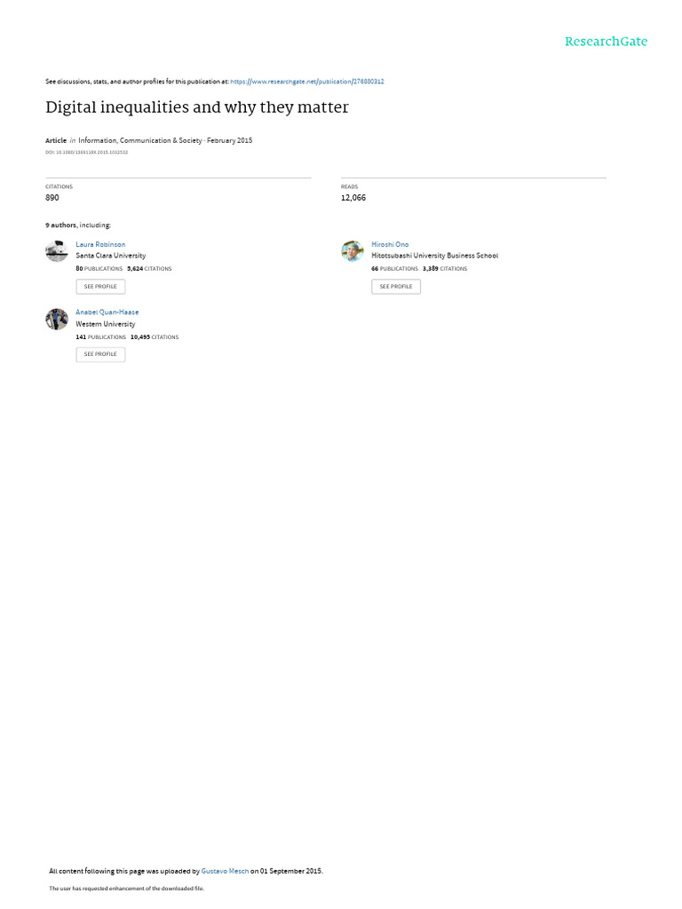 Digital Inequalities: Their Importance | PDF | Economic Inequality ...