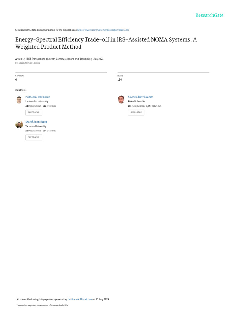 Energy-Spectral Efficiency Trade-Off in IRS-Assisted NOMA Systems A ...