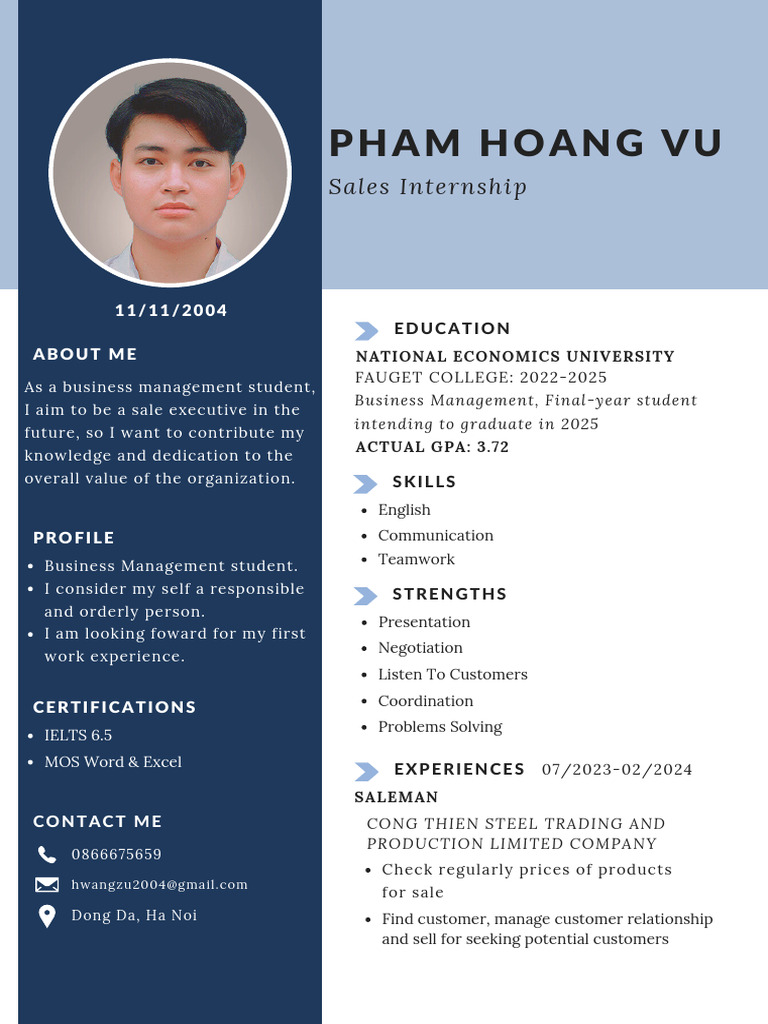 Sale - Internship - Pham Hoang Vu | PDF
