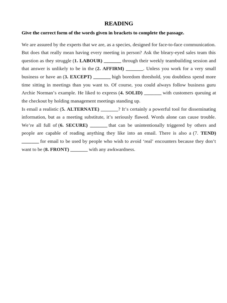 Lesson 2. Reading. Word Formation | PDF