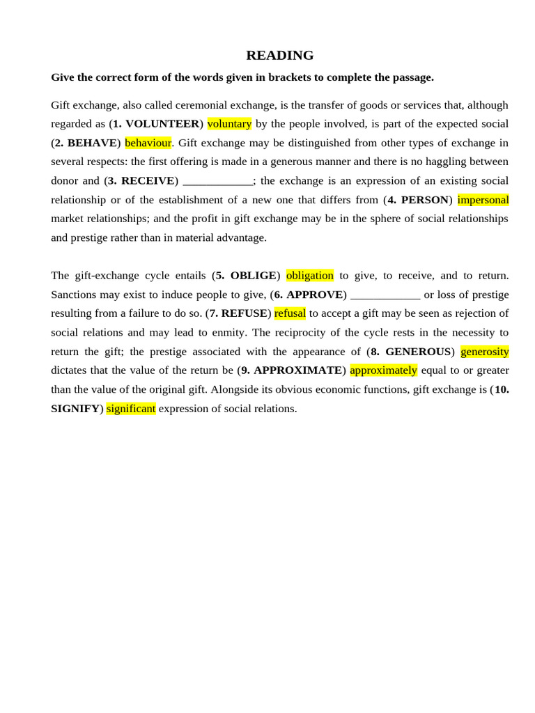 Lesson 5. Reading. Word Formation | PDF