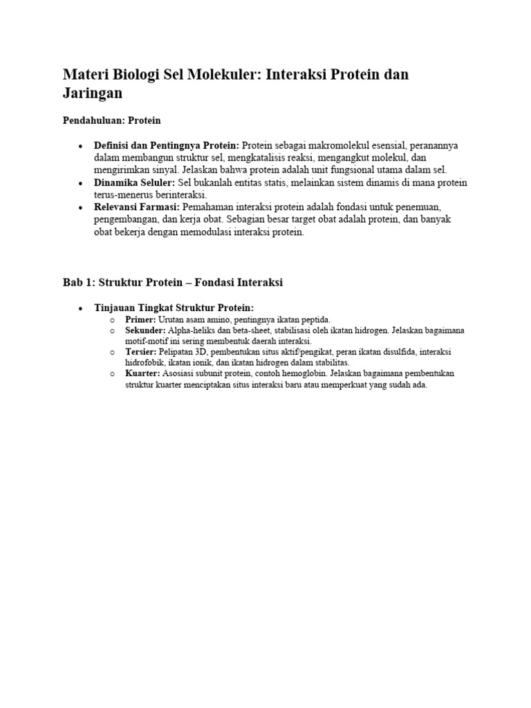 Materi Biologi Sel Molekuler Interaksi Protein-Protein Dan Ligan | PDF